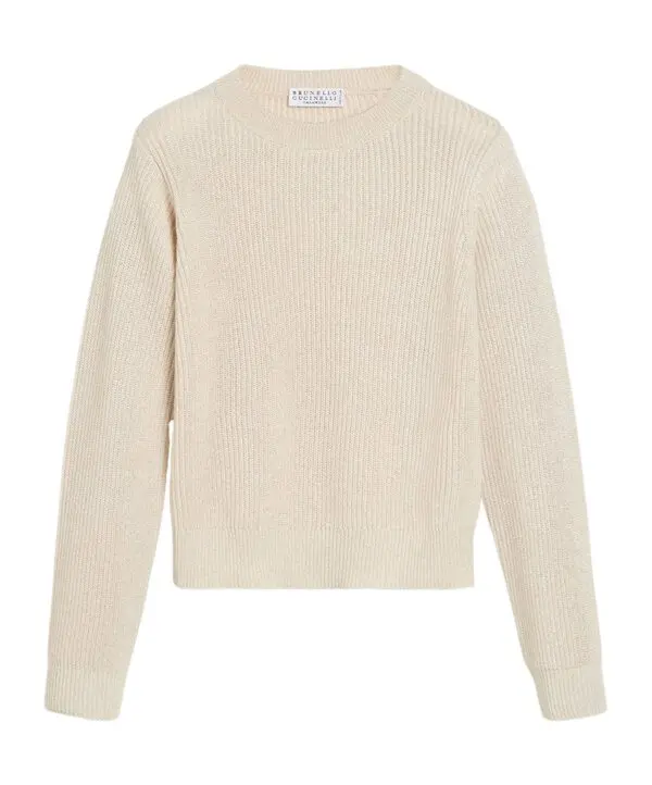 Brunello Cucinelli Sparkling Cashmere English Rib Sweater