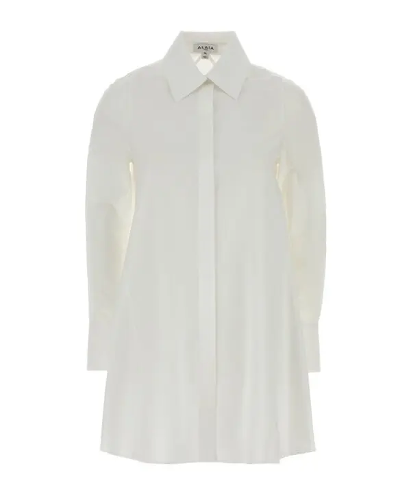 Alaïa A-line Poplin Shirt Dress - White