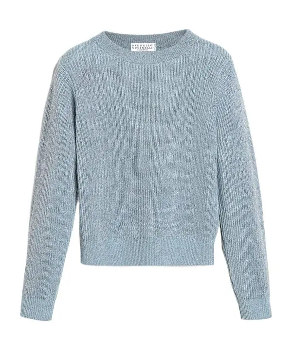 Brunello Cucinelli Sparkling Cashmere English Rib Sweater