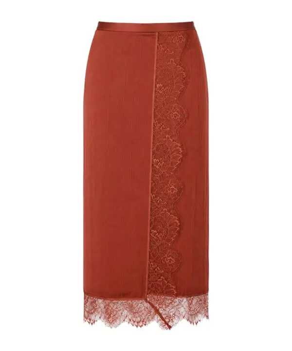 TWINSET Lace Trim Midi Skirt