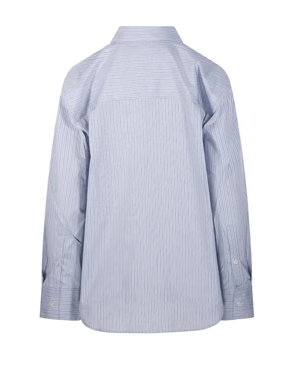 RÓHE Draped Collar Stripe Shirt