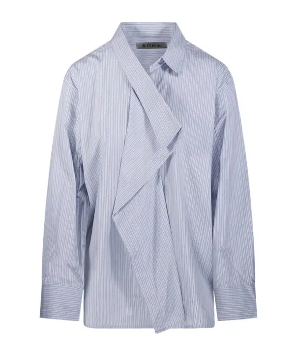 RÓHE Draped Collar Stripe Shirt - No