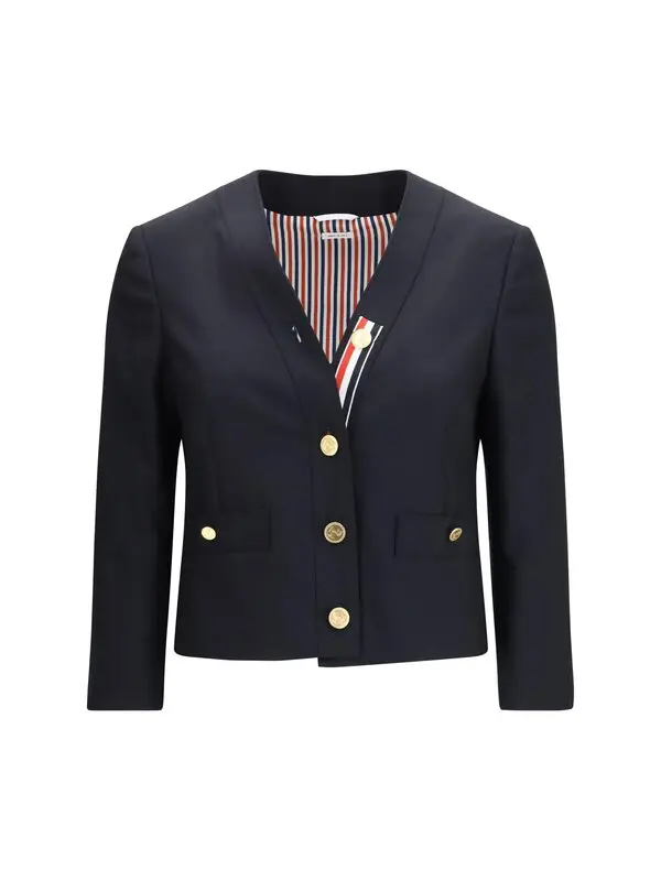 Thom Browne Hopsack Cardigan Jacket - Blue
