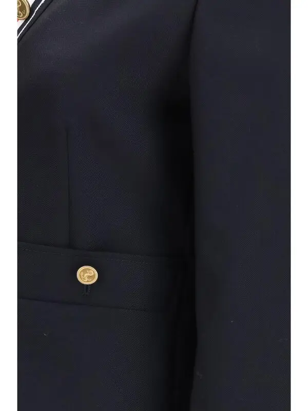 Thom Browne Hopsack Cardigan Jacket - Blue