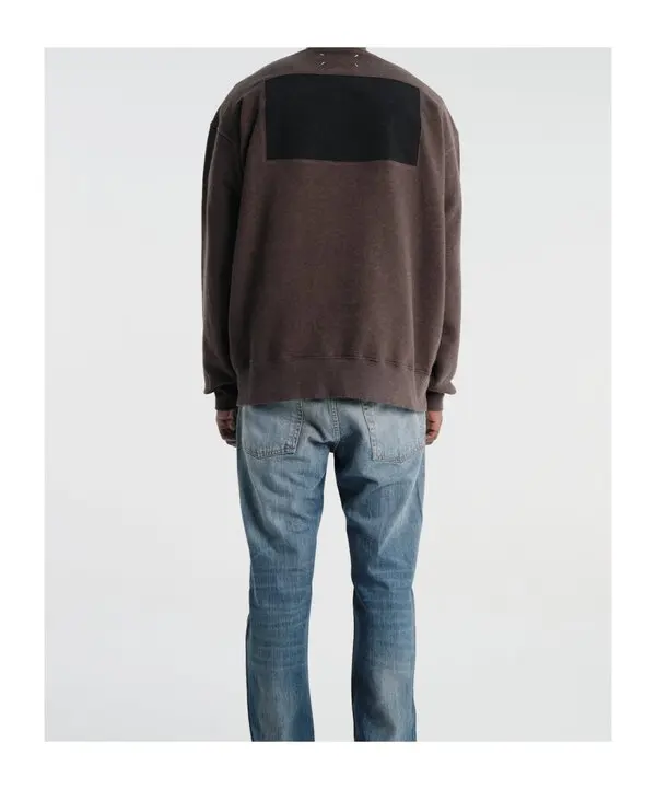 MAISON MARGIELA Denim-patchwork Crew-neck Sweatshirt