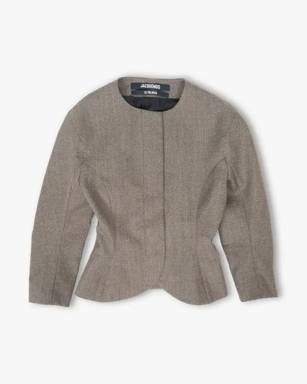 Jacquemus Peplum Fitted Short Jacket - Brown