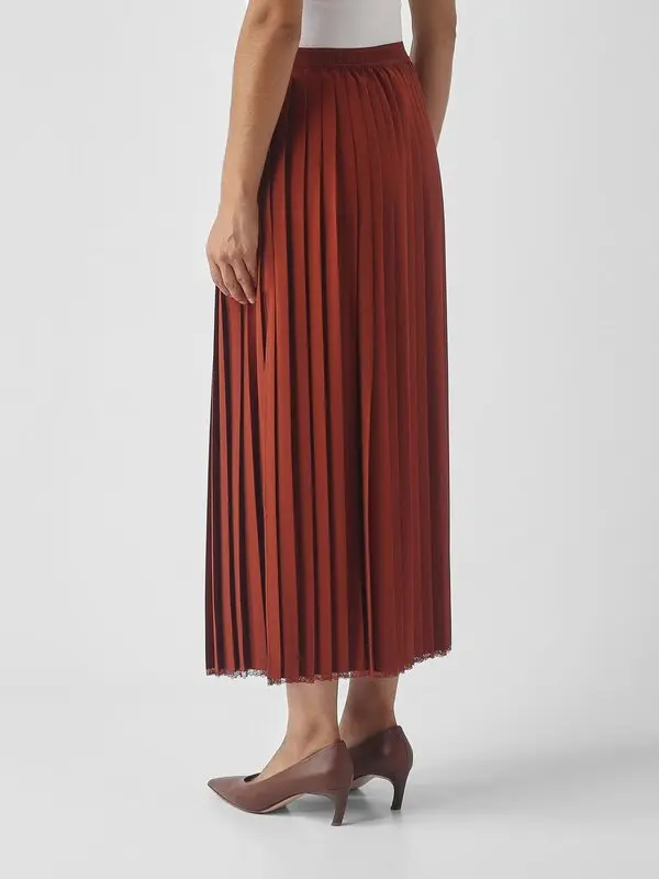 TWINSET Pleated Rawedge Midi Skirt