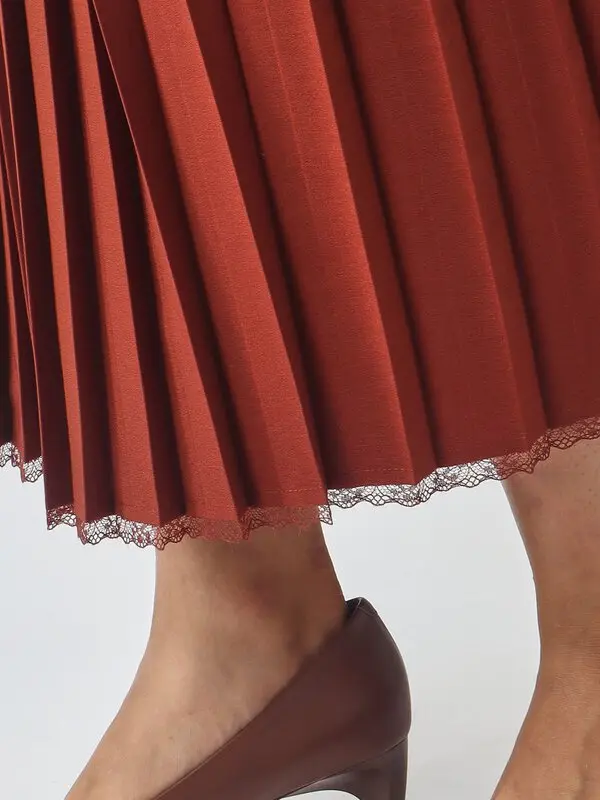 TWINSET Pleated Rawedge Midi Skirt