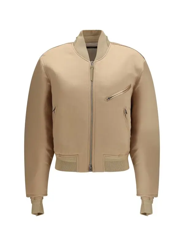 TOM FORD Satin Aviator Bomber Jacket - Gold