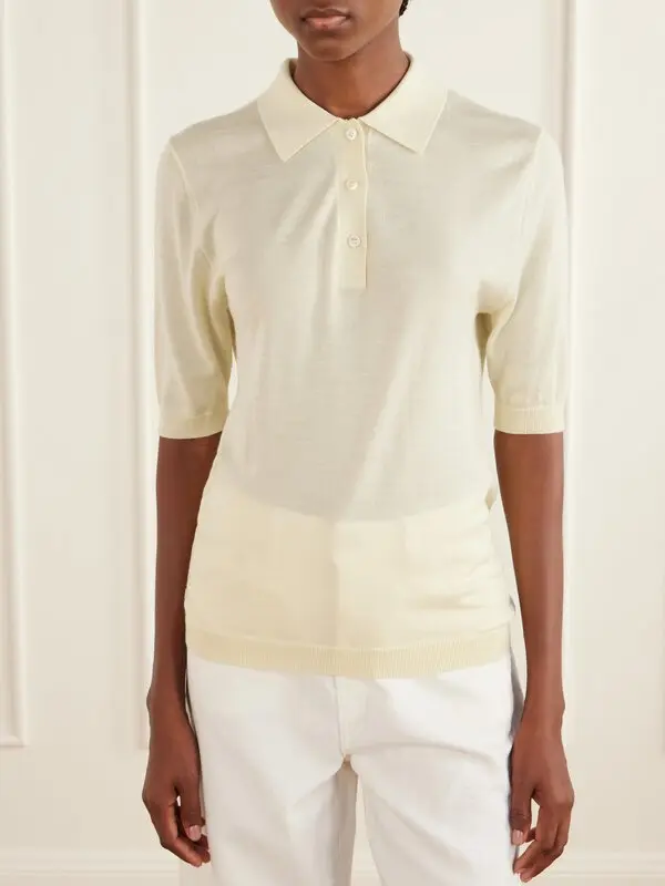 Studio Nicholson Short-sleeved Knitted Polo Shirt