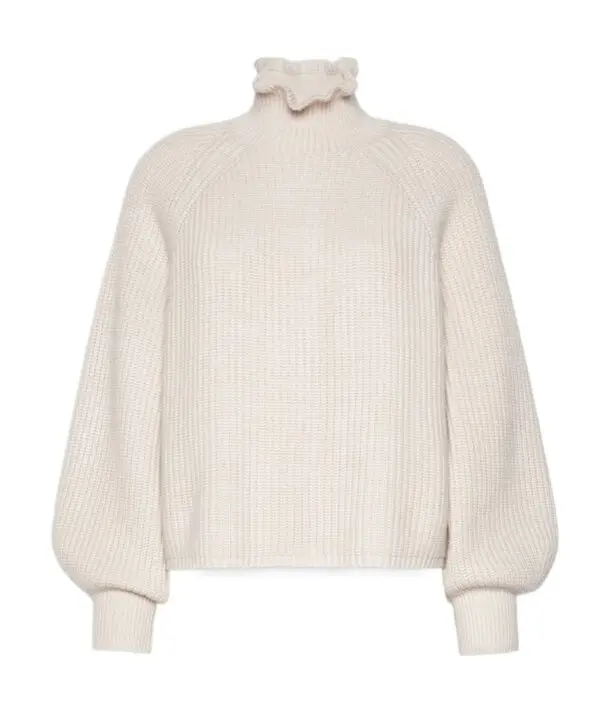Max Mara Ruffled-trim Ribbed-knit Sweater