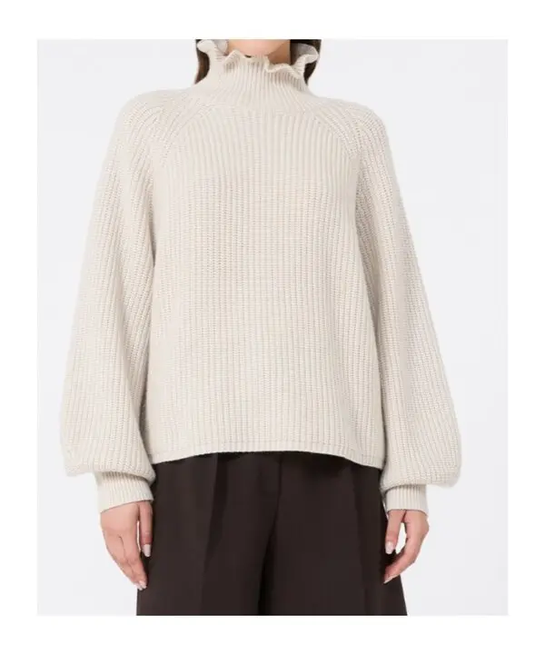 Max Mara Ruffled-trim Ribbed-knit Sweater