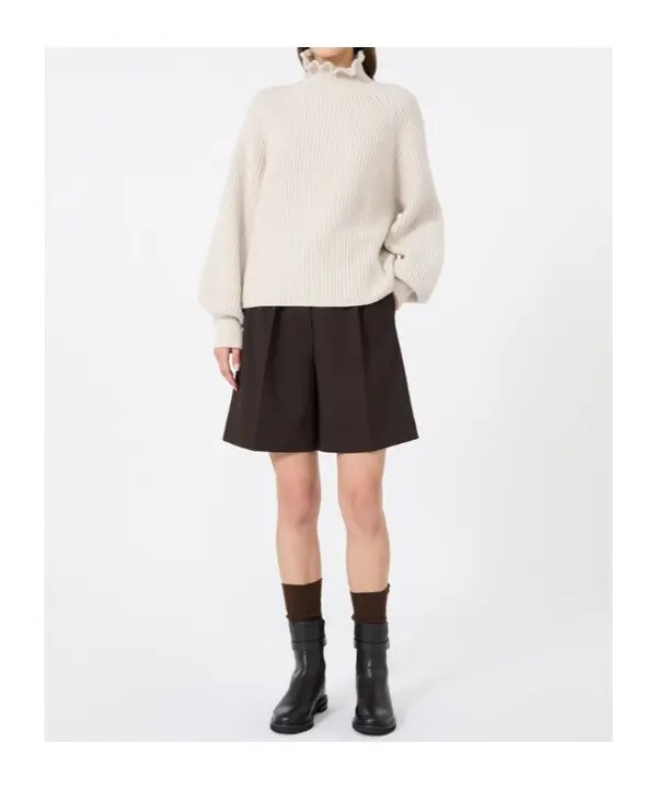 Max Mara Ruffled-trim Ribbed-knit Sweater