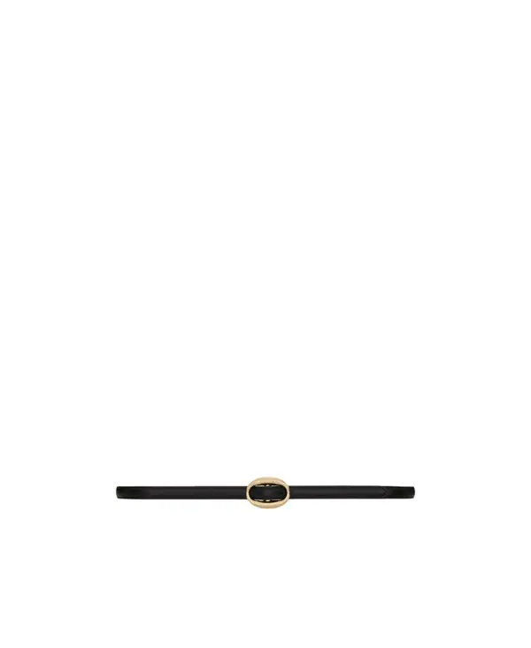 Saint Laurent Oval Buckle Thin Belt In Smooth Leather