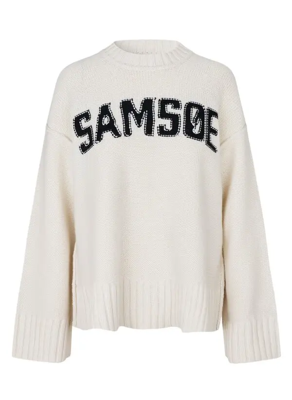 SAMSOE SAMSOE Straight-cut Crew Neck Sweater - White