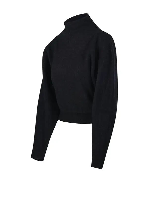 Max Mara Cropped Wool And Cashmere Jersey Sweatshirt - Dark Gray