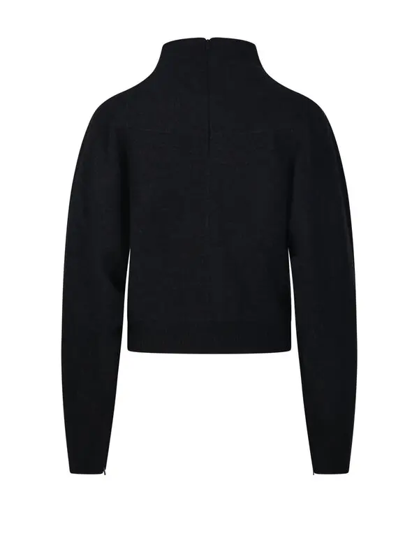Max Mara Cropped Wool And Cashmere Jersey Sweatshirt - Dark Gray