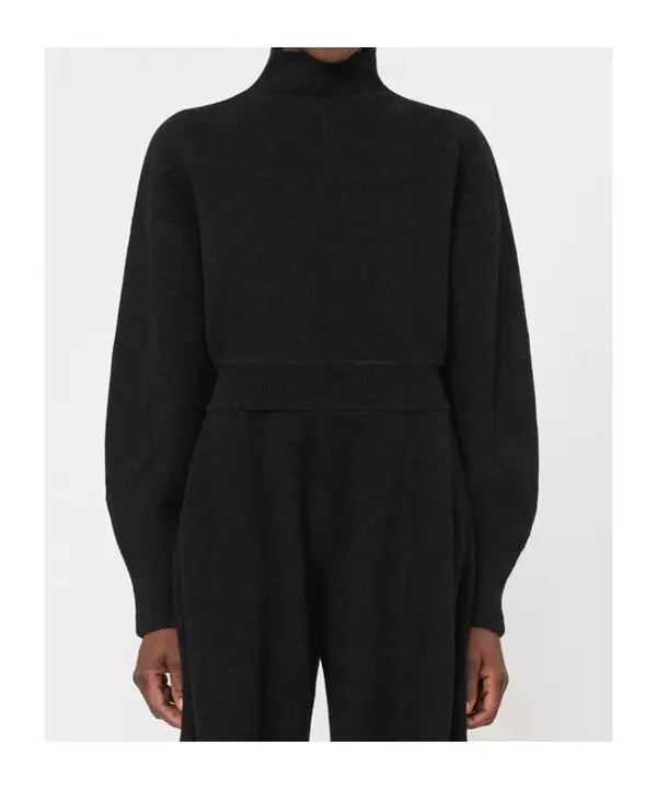 Max Mara Cropped Wool And Cashmere Jersey Sweatshirt - Dark Gray