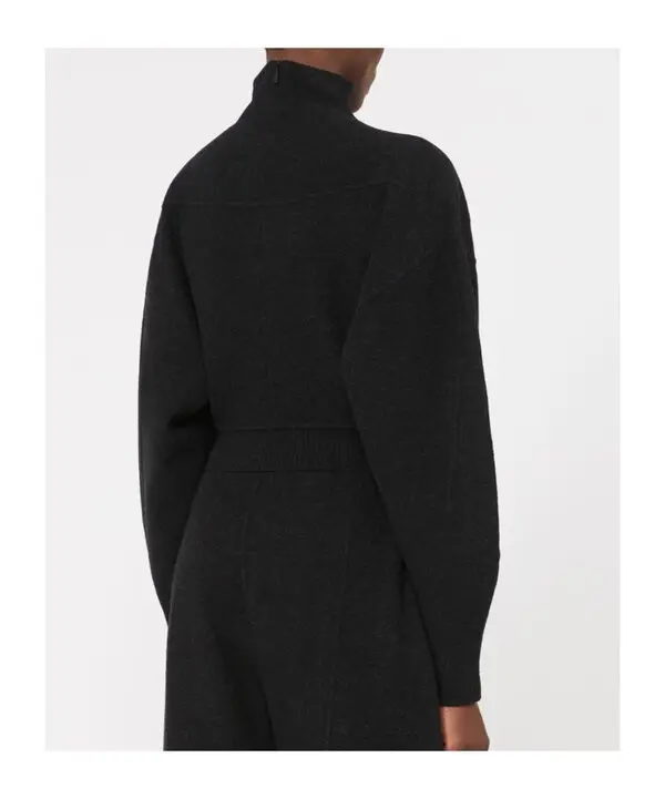 Max Mara Cropped Wool And Cashmere Jersey Sweatshirt - Dark Gray