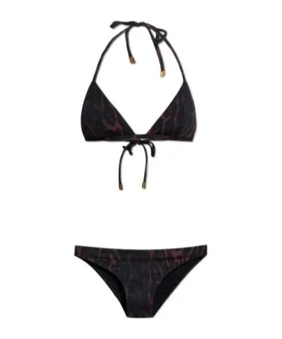 TOM FORD Animal Printed Drawstring Two Piece Swimsuit