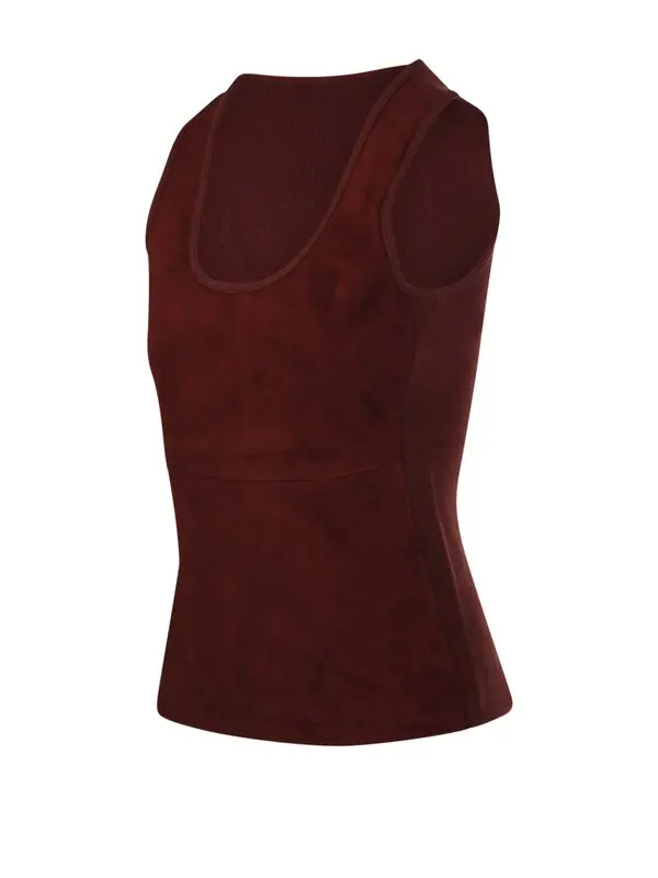 Max Mara Suede-panelled Scoop-neck Tank Top