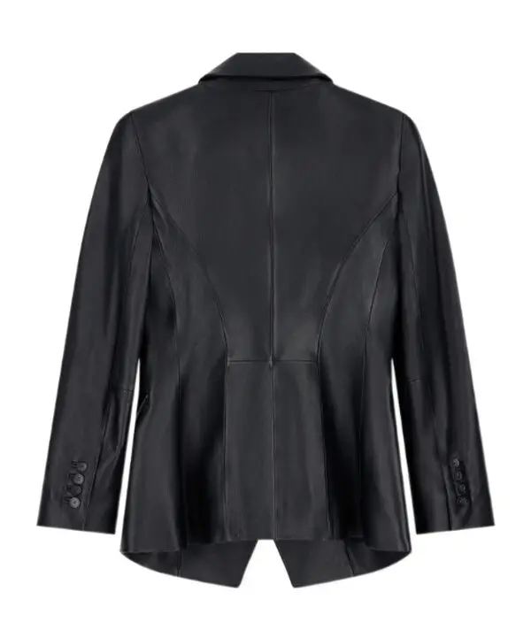 Emporio Armani Slim-fit Double-breasted Blazer In Semi-glossy Leather