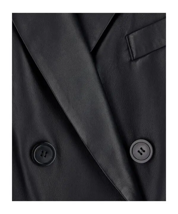 Emporio Armani Slim-fit Double-breasted Blazer In Semi-glossy Leather