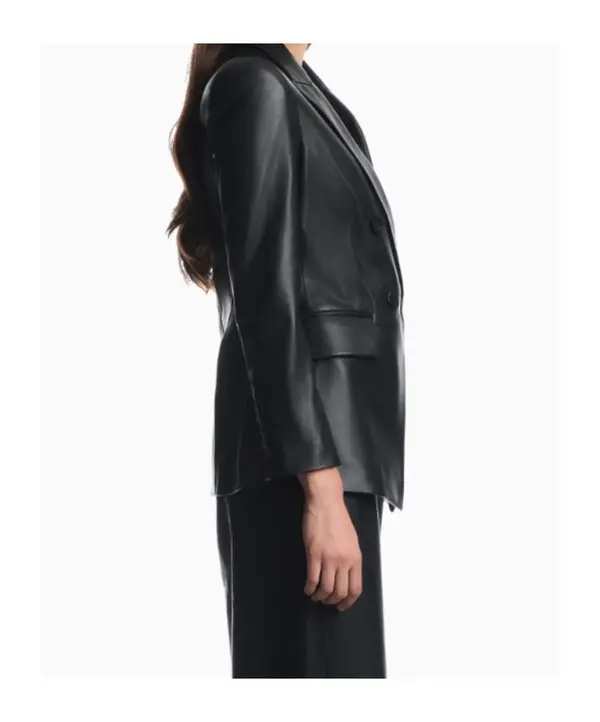 Emporio Armani Slim-fit Double-breasted Blazer In Semi-glossy Leather