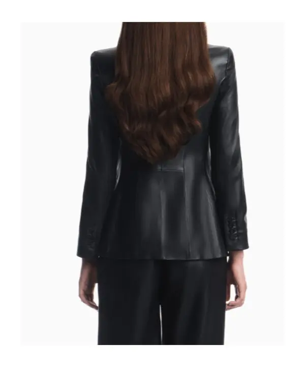Emporio Armani Slim-fit Double-breasted Blazer In Semi-glossy Leather