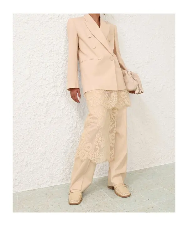 Zimmermann Lace-trim Double-breasted Blazer