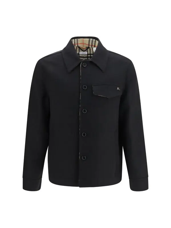 Burberry Herringbone Wool Jacket - Black