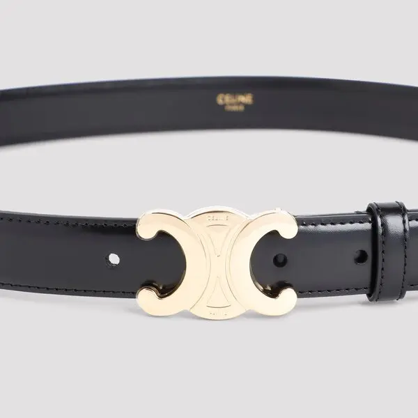 Celine Triomphe Leather Belt - Black