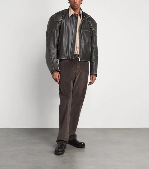 SYSTEM Leather Motorcycle Jacket