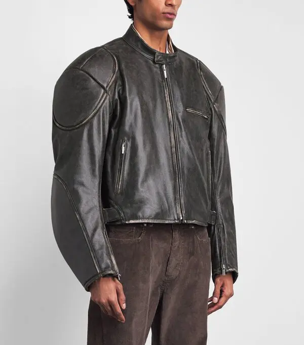 SYSTEM Leather Motorcycle Jacket