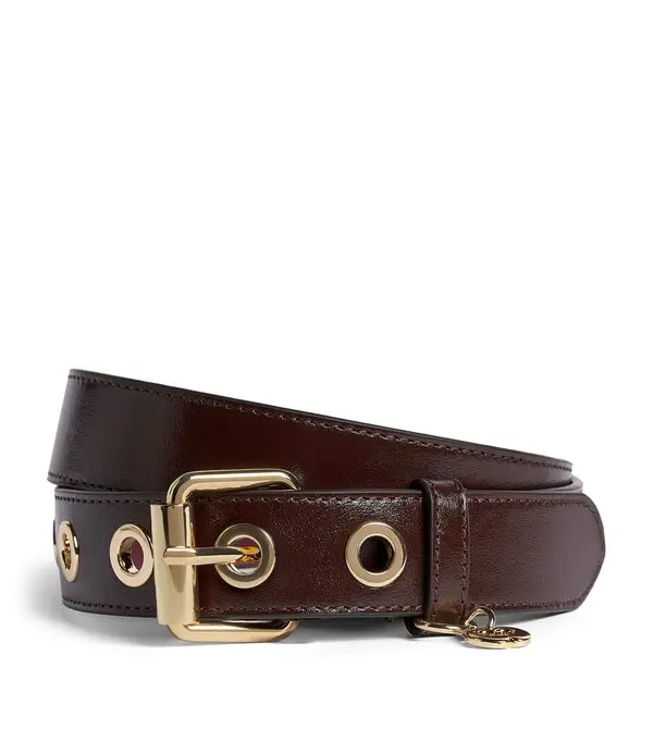 Maje Leather Eyelet Belt