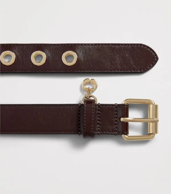Maje Leather Eyelet Belt