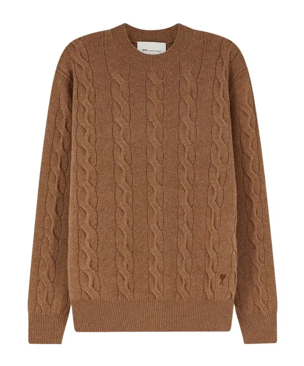 AMI Paris Cable-knit Sweater De Coeur