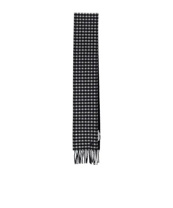 AMI Paris Checked Fringed Scarf