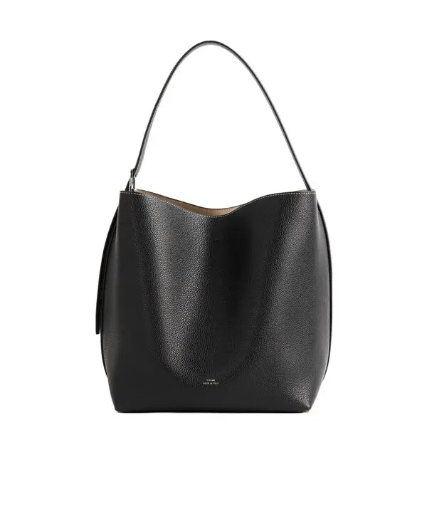 TOTEME Medium Belted Grained-leather Tote Bag - Black