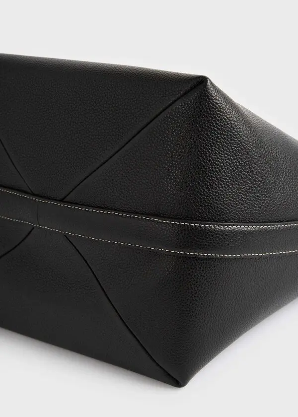 TOTEME Medium Belted Grained-leather Tote Bag - Black