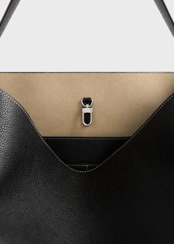 TOTEME Medium Belted Grained-leather Tote Bag - Black