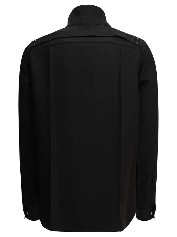 Rick Owens Fw26 Tower Runway Outershirt In Wool Whipcord And Waxy Lamb Leather