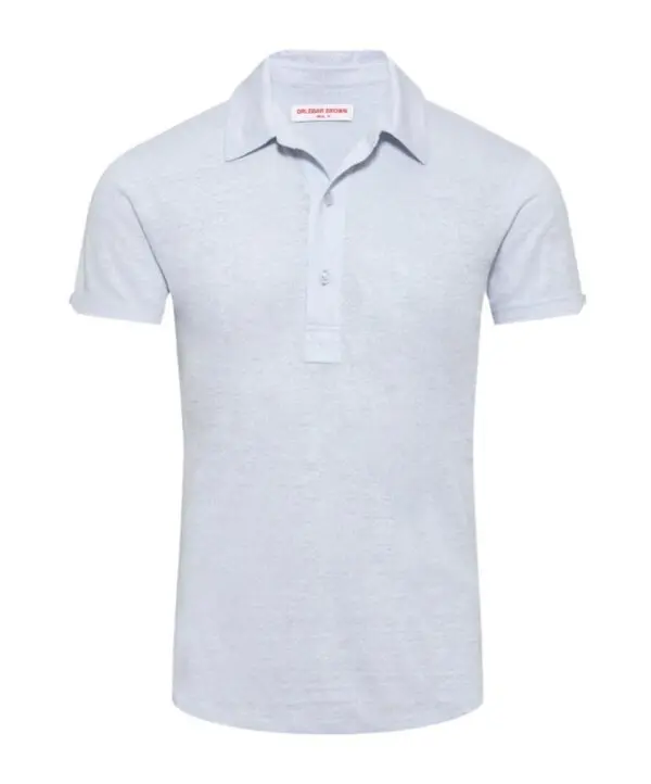 Orlebar Brown Sebastian Linen Tailored Linen Polo - Surfside Blue