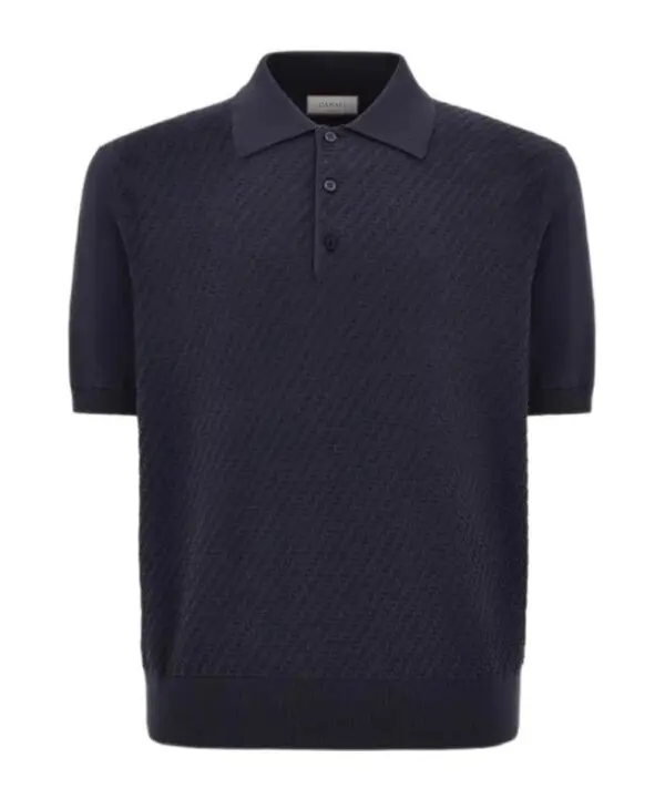 Canali Textured Knit Polo Sweater
