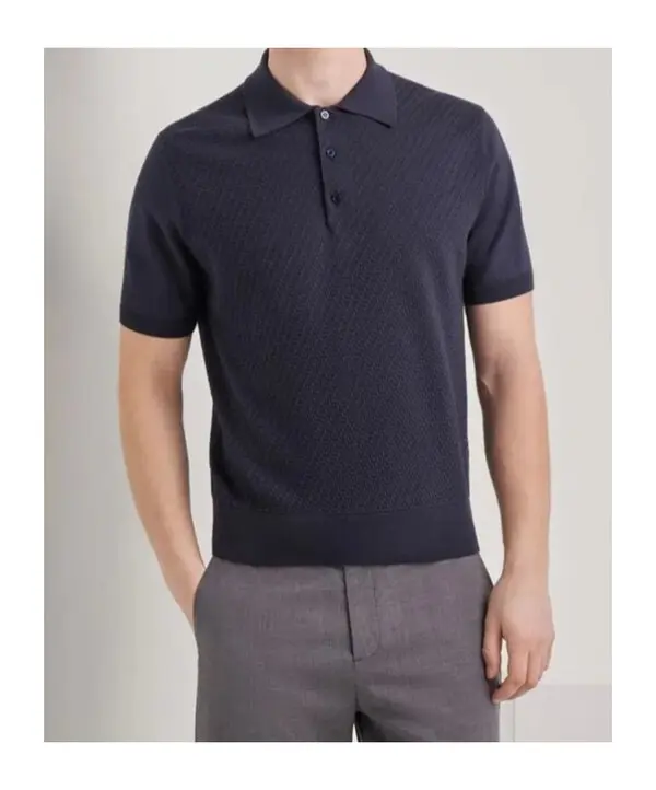 Canali Textured Knit Polo Sweater