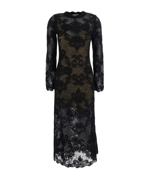 TWINSET Florallace Longsleeve Maxi Dress
