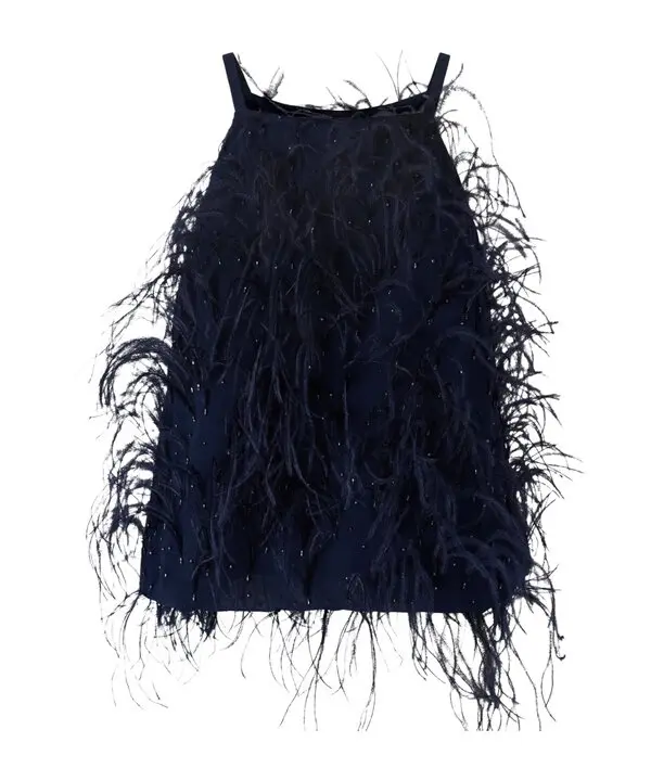 Pinko Feather-trim Sequin-embellished Top