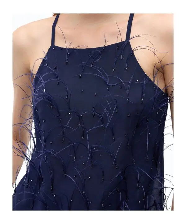 Pinko Feather-trim Sequin-embellished Top