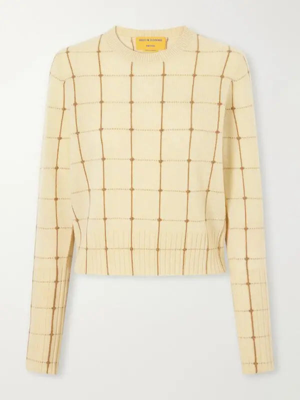 Guest In Residence Checked Cashmere Sweater - Yellow
