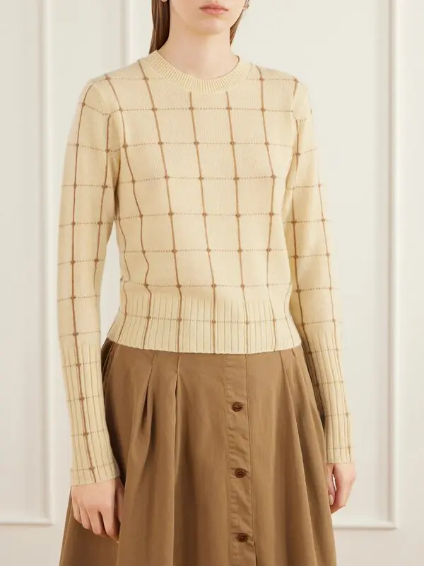 Guest In Residence Checked Cashmere Sweater - Yellow